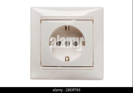 Single-phase household electrical outlet with grounding contact in a ...