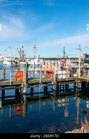 Commercial fishing boats docked at Sandwich Marina, Cape Cod ...