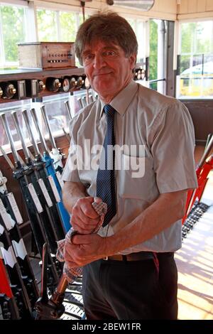 Network Rail signaller / Signal man at Bootle on the Cumbrian coast ...