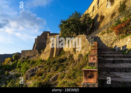 Ruins of the ancient Arechi Castle, one of the oldest historical ...