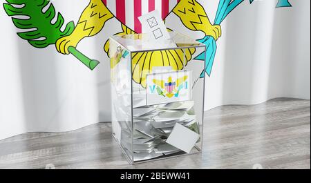 American Virgin Islands - ballot box with voices and national flag ...