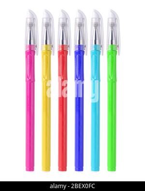 different colors pens isolated on the white background Stock Photo - Alamy