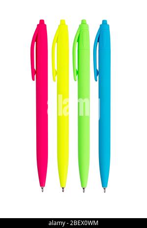 different colors pens isolated on the white background Stock Photo - Alamy