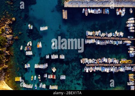 Alipa beach in Paleokastritsa bay with sand and crystal sea water ...