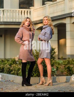 Women wear sweaters. Elongated sweatshirts tunics or dress. Emphasize ...