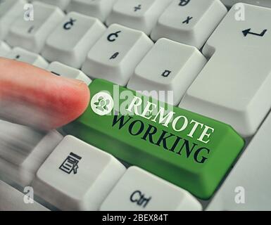 Handwriting text writing Remote Working. Conceptual photo style that ...