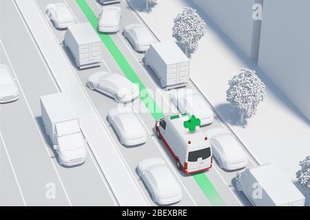 3D smart car safety system on the road 002 Stock Photo - Alamy