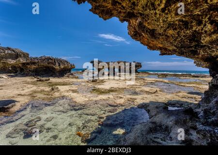 rocky beach in Antsiranana in low tide, Diego Suarez bay landscape ...