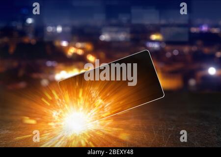 Smartphone battery explosion, exploding mobile phone, overheating ...