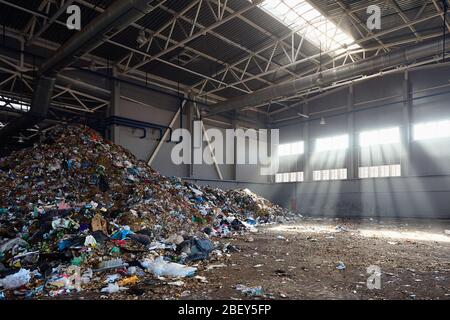 waste recycling plant interior, sorting waste (trash, garbage Stock ...
