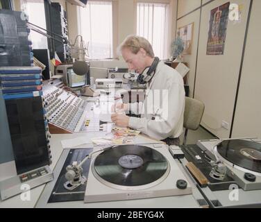 Radio studio in 1990, P & O Arndale shopping Centre, Manchester, north ...