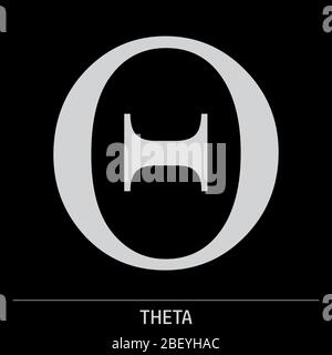 Theta greek letter, uppercase. Theta symbol, black isolated vector ...