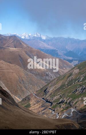 Dangerous mountain road in Tusheti, travel across Georgia. Caucasus ...