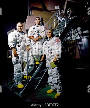 Apollo 8 crew members Frank Borman, James Lovell Jr., and William ...
