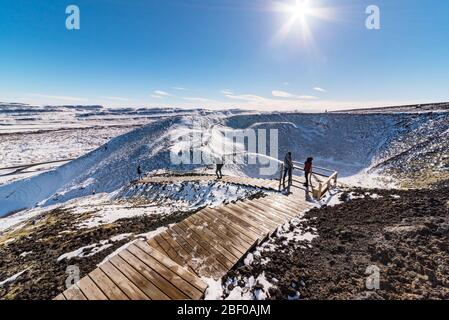 panoramic view from the volcano grabrok at wintertime, iceland Stock ...