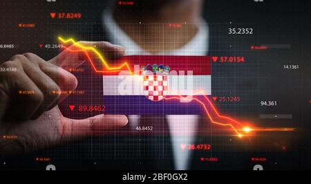 flag of Croatia and Stock market graph bar. Cryptocurrency. Bitcoin ...