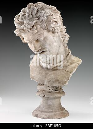 Roman marble statue of a dying Gaul soldier lying on the ground from ...