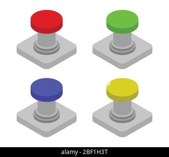 isometric button icon illustrated in vector on white background Stock ...