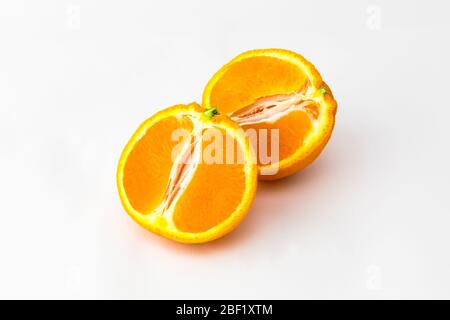 Orange Hallabong cross section on white background. (Korea, Jeju Island ...