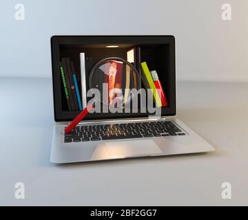 Search the knowledge in books, 3d rendering. Digital drawing Stock ...
