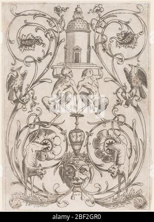 Grotesque Ornament with Satyrs, from a set of twenty ornament panels ...