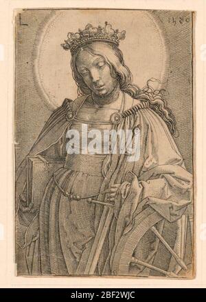 Saint Catherine, sword in her right hand, palm in her left ca. 1500 ...