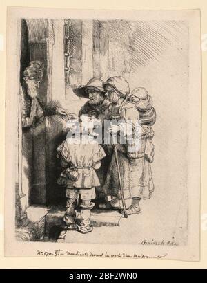 THREE BEGGARS AT THE DOOR OF A HOUSE Stock Photo - Alamy