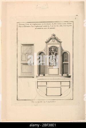 Design for a Confessional no 5. An engraving showing the section, the ...