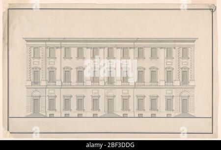 Drawing, Elevation of a Stately Building with Three Entrances, late ...