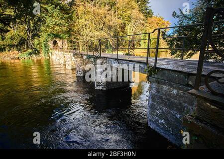 Footbridge over river at the Cong Forest Recreation area Cong, County ...