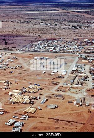 Aerial view of the German engineering contingent in Belet Uen, Somalia ...