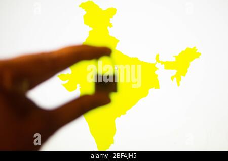 Indian Map with a lock in front of it Stock Photo - Alamy