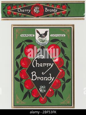 Unused and rare vintage label of a Cherry Brandy liquor, this label is ...