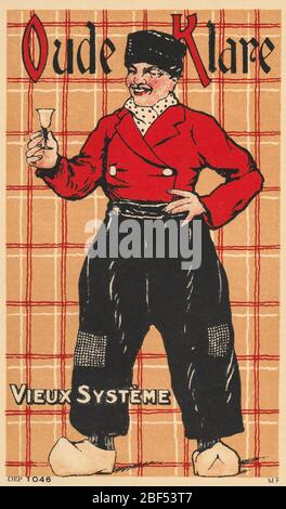 Rare stylish unused and new decorated vintage jenever label from a Oude ...