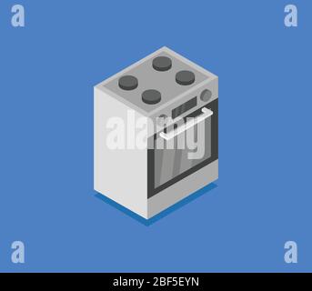 Isometric Electric Stove Isolated on White Background. Vector ...