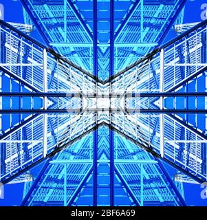 Kaleidoscopic pattern, blue geometry background. Design. Moving ...