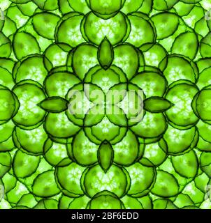 An illustration of a square kaleidoscope pattern - green and brown ...