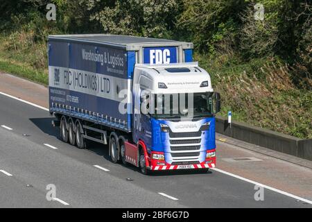 FDC Holdings Warehousing & Logistics Scania truck traveling on the M6 ...