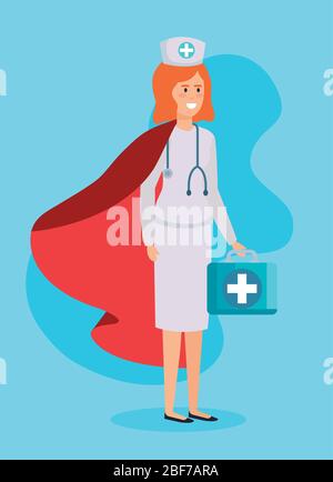 super nurse with hero cloak and first aid kit Stock Vector Image & Art ...
