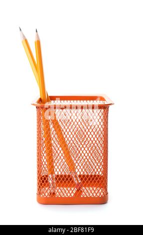 Ordinary pencils on white background Stock Photo - Alamy