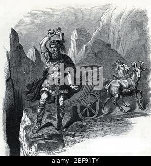 Mythologie nordique : representation de Thor et le geant Thrymr (ou ...