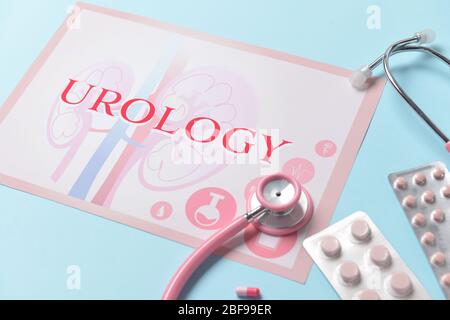 Paper sheet with text UROLOGY on color background Stock Photo - Alamy