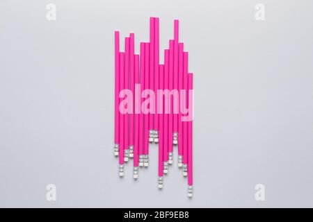 Ordinary pencils on grey background Stock Photo - Alamy