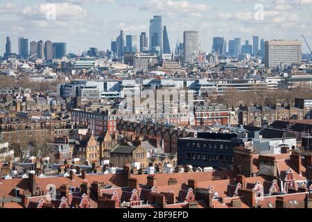 London skyline across the rooftops of Paddington to the city, London ...