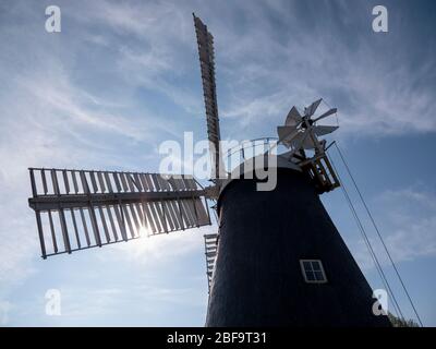 THe windmill at Swaffam Prior Cambridgeshire UK, still grinding grain ...