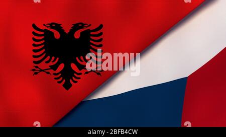 Czech and Albania flags. 3D Waving flag design. Albania Czechia flag ...