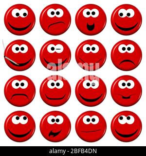 Red emojis with different moods Stock Photo - Alamy