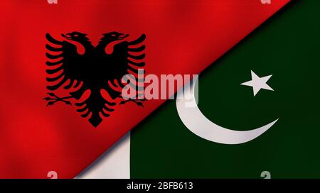 Two states flags of Pakistan and Albania. High quality business ...
