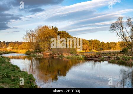 River Don evening cloudscape, Inverurie, Aberdeenshire, Scotland, UK ...