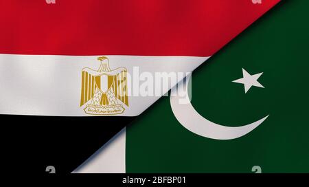 Two states flags of Pakistan and Egypt. High quality business ...